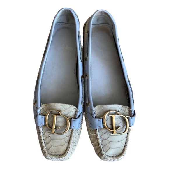 Dior | Shoes | Christian Dior Cream Purple Python Leather Cd Logo ...